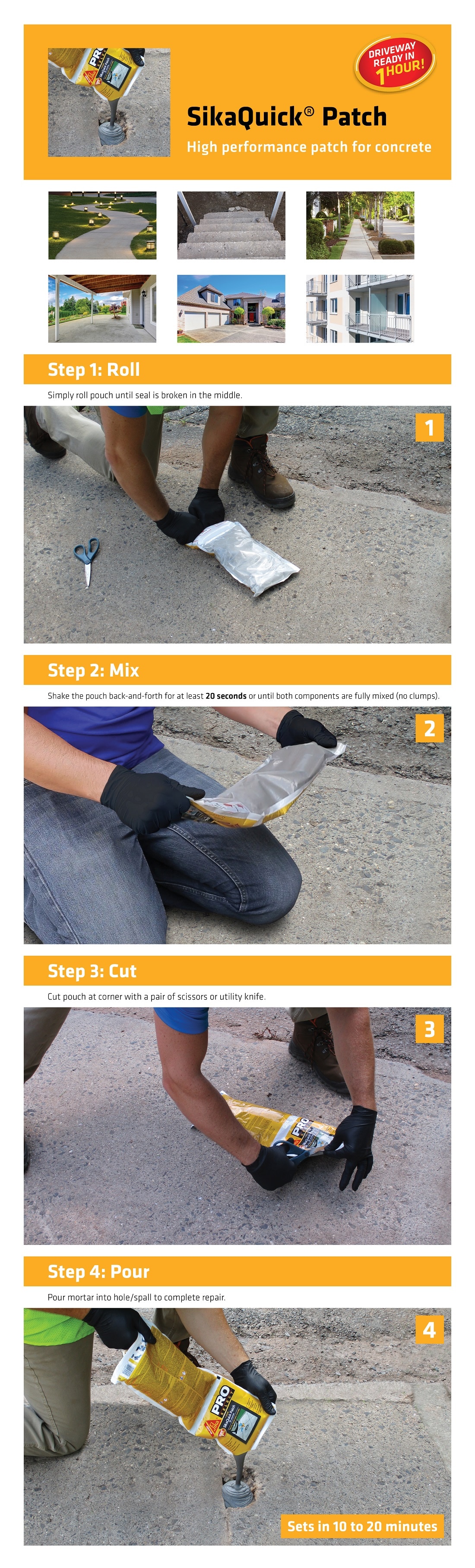 Sika 29 fl. oz. SikaQuick Patch, Fast Curing Concrete Patch for Repairing Holes and Spalls in ...